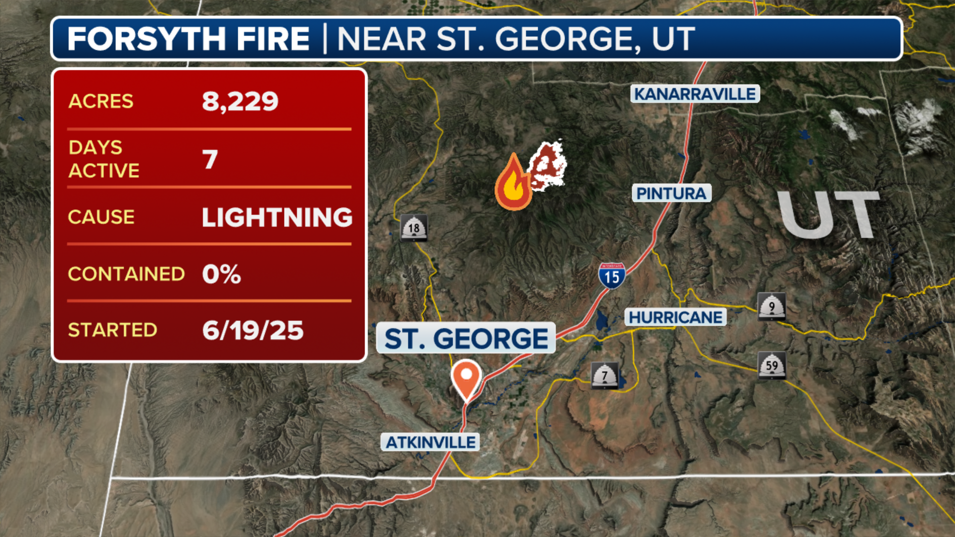 Utah's Forsyth Fire sparked by lightning grows to over 5,000 acres | Fox Weather